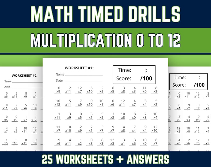Multiplication Facts 0 to 12 Worksheets, Multiplying Practice Timed ...