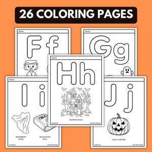 Halloween Alphabet Coloring Pages, Learning Letters, Recognizing ...