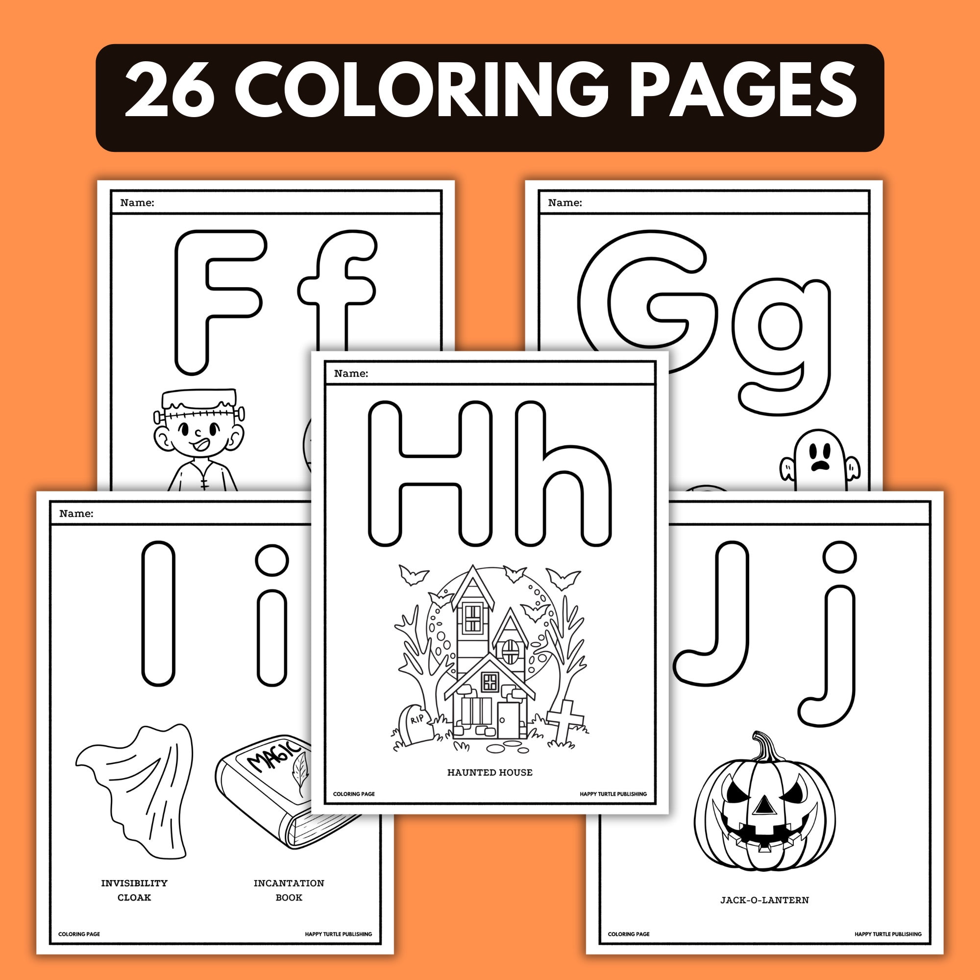 Halloween Alphabet Coloring Pages, Learning Letters, Recognizing ...