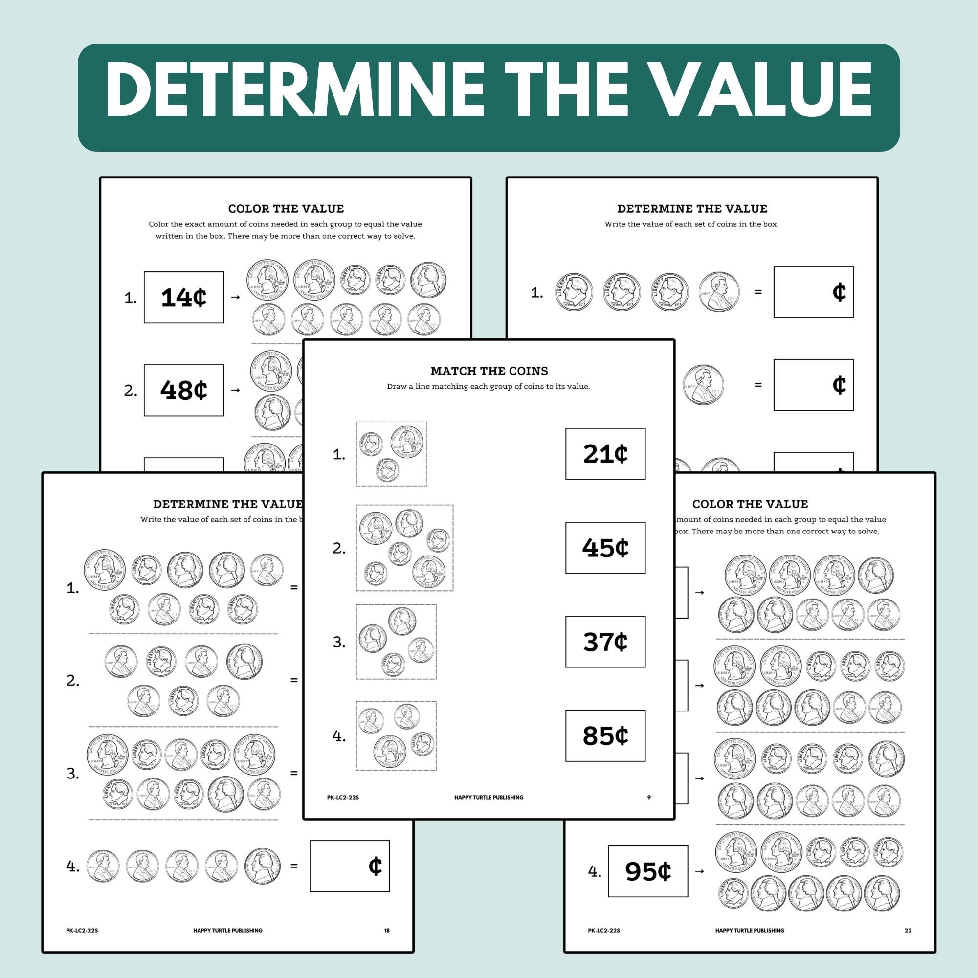 Printable Coin Worksheets, Counting Change, U.S. Money Skills, United ...