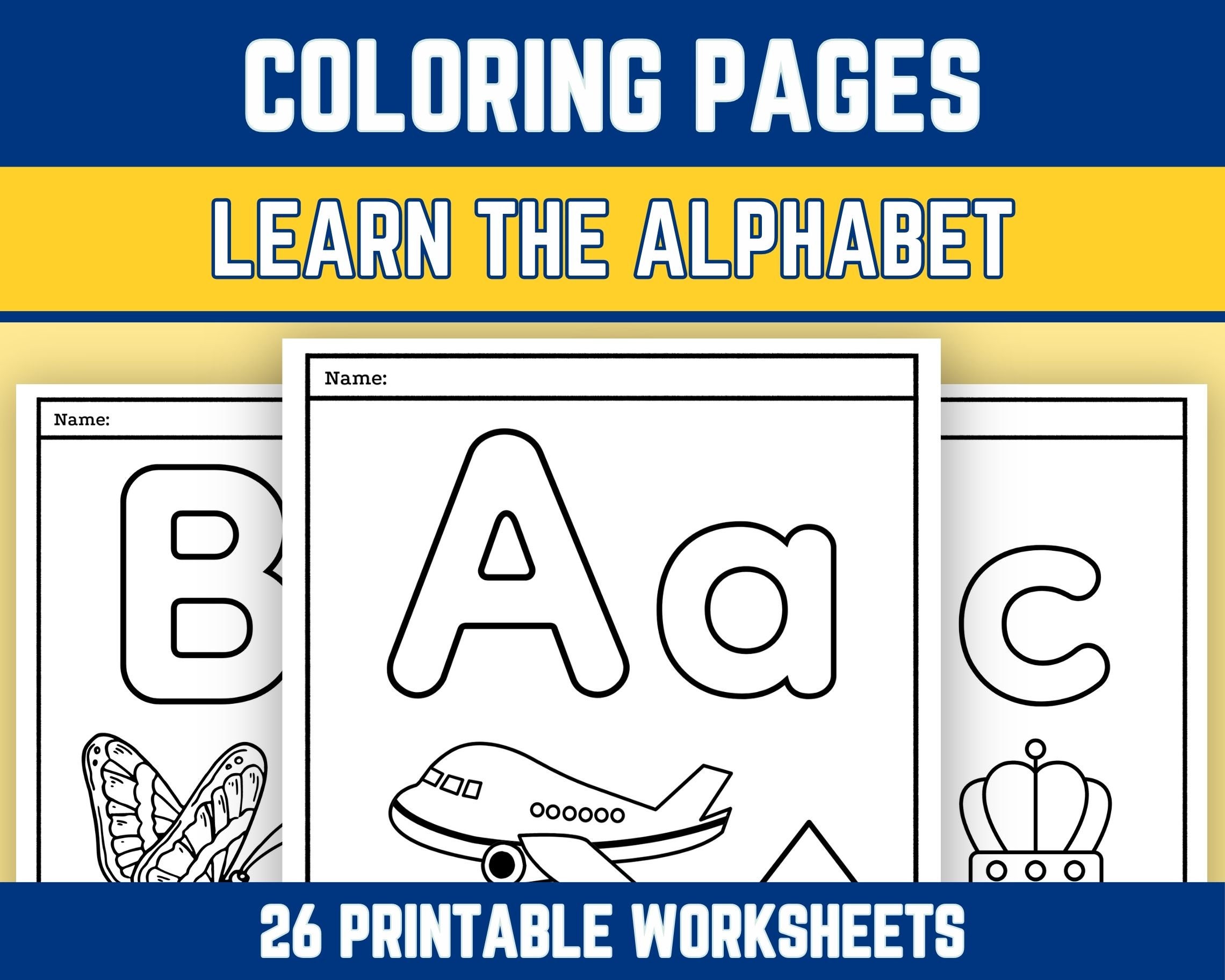 Printable Alphabet Coloring Worksheets, Letter Learning Activity Pages ...
