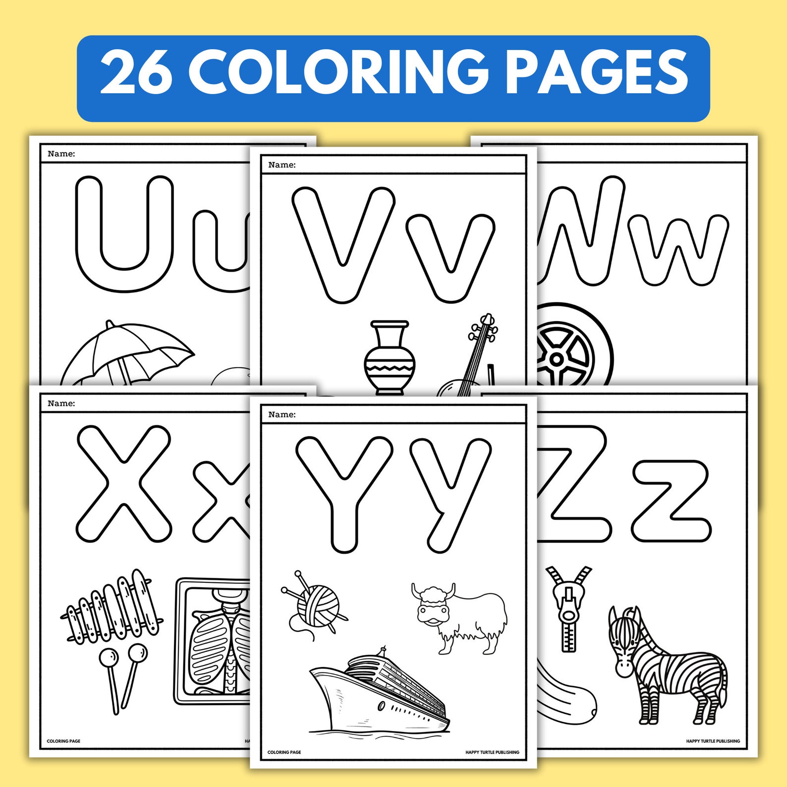 Printable Alphabet Coloring Worksheets, Letter Learning Activity Pages ...