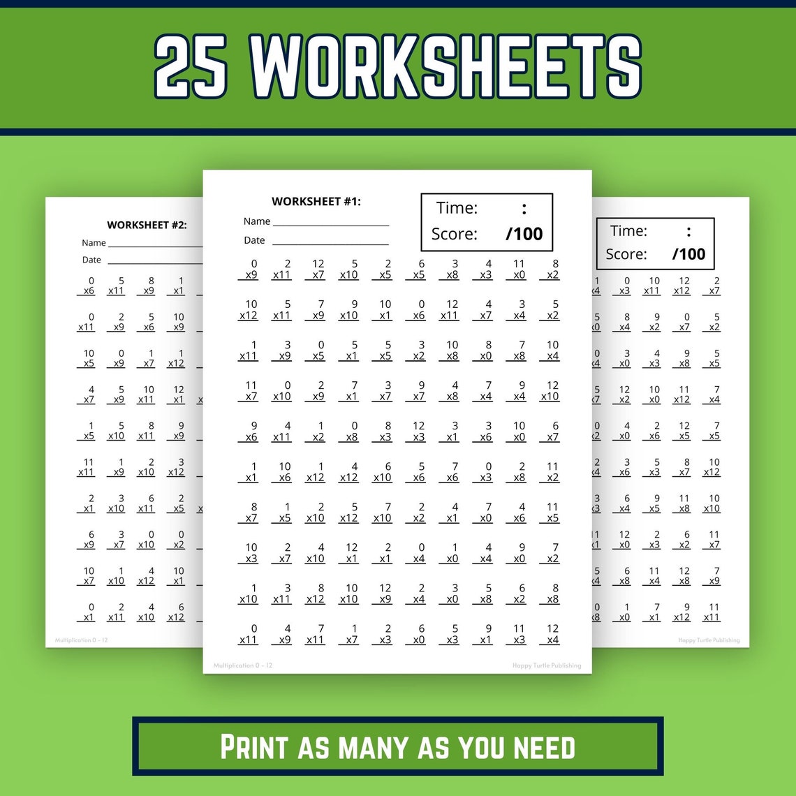 Multiplication Facts 0 to 12 Worksheets, Multiplying Practice Timed ...