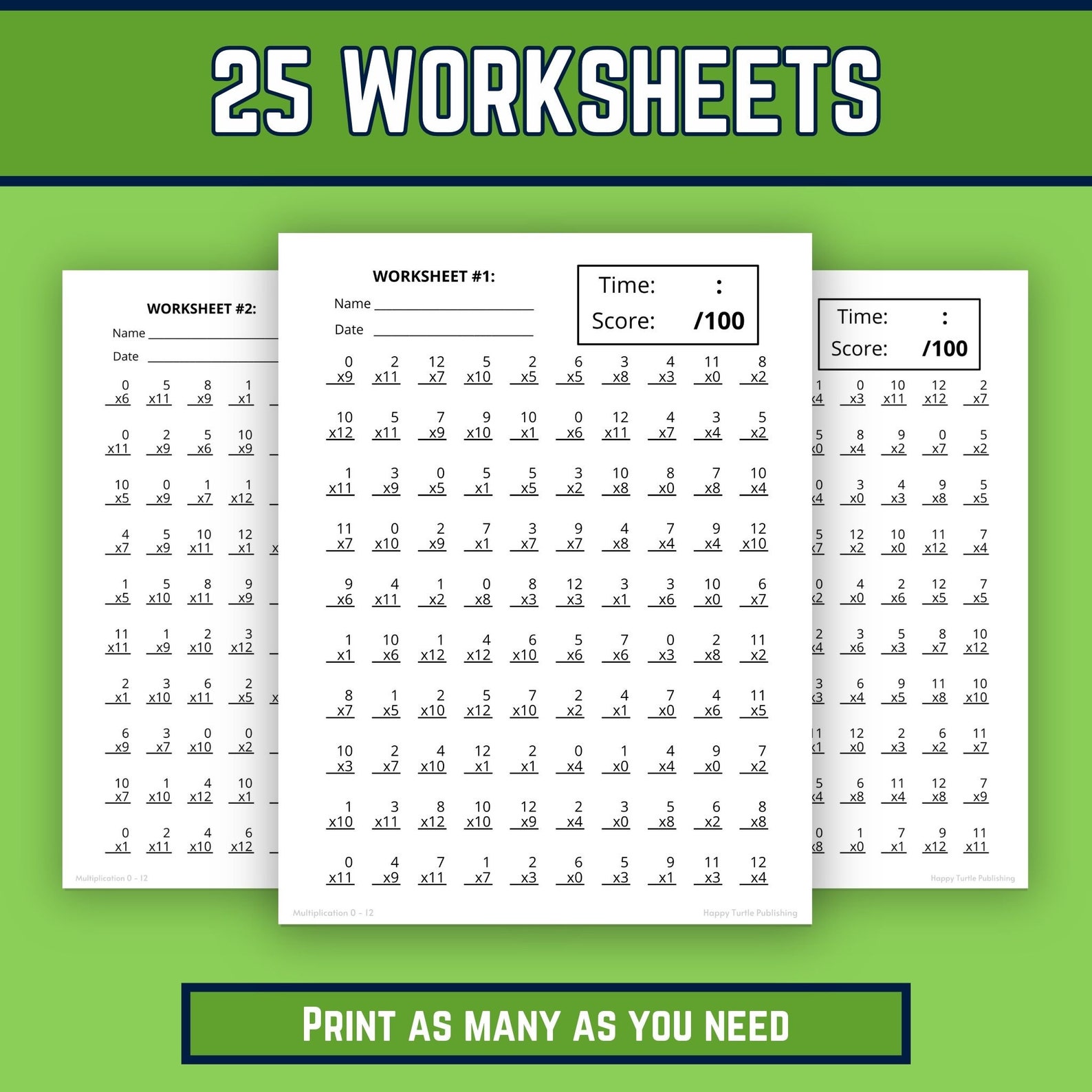 Multiplication Facts 0 to 12 Worksheets, Multiplying Practice Timed ...