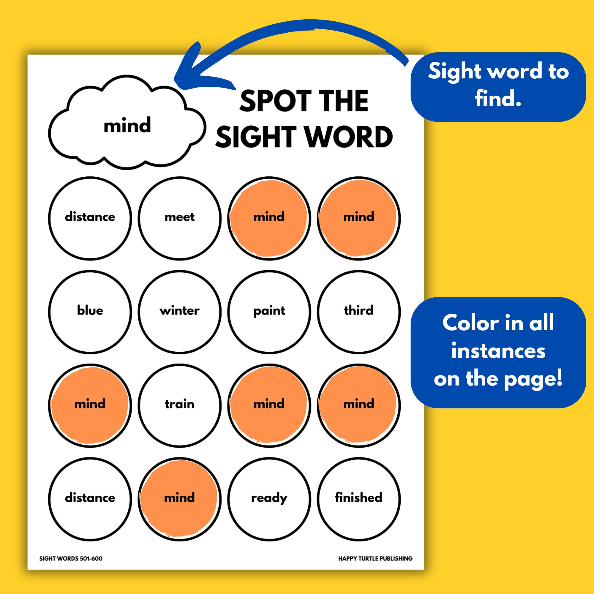 Sight Word Recognition Worksheets Sight Words 501-600 Sixth - Etsy