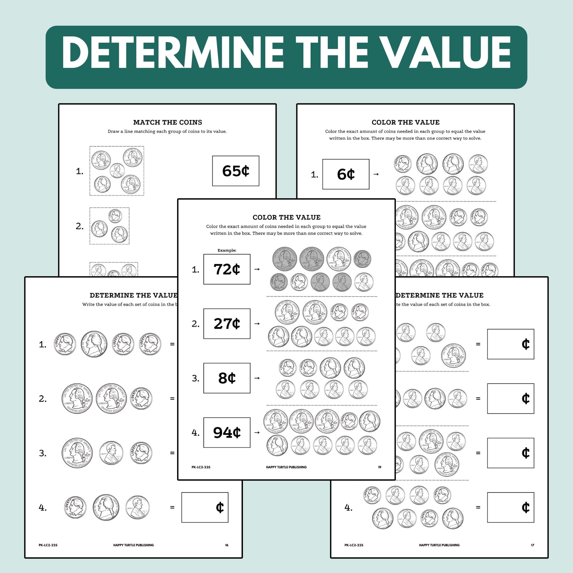 Printable Coin Worksheets, Counting Change, U.S. Money Skills, United ...