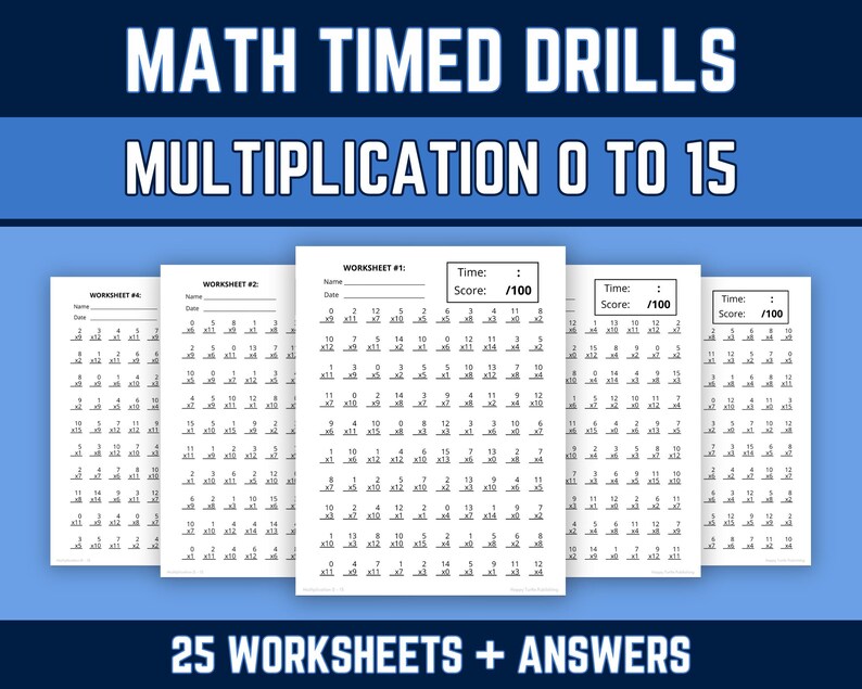Printable Multiplication Timed Drill Worksheets, Multiplying 0 to 15 ...