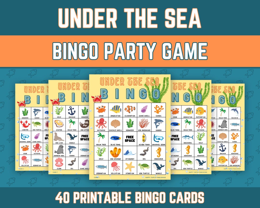 Under the Sea Printable Bingo, Kids Ocean Birthday Party Activity ...