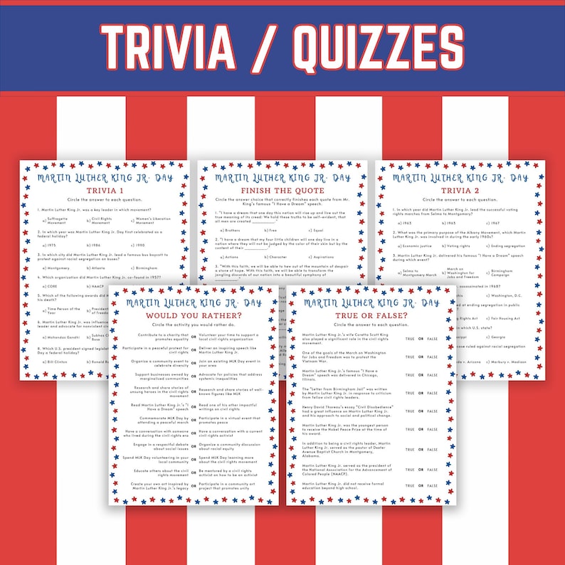 MLK Day Trivia and Games Bundle, Martin Luther King Jr Classroom ...