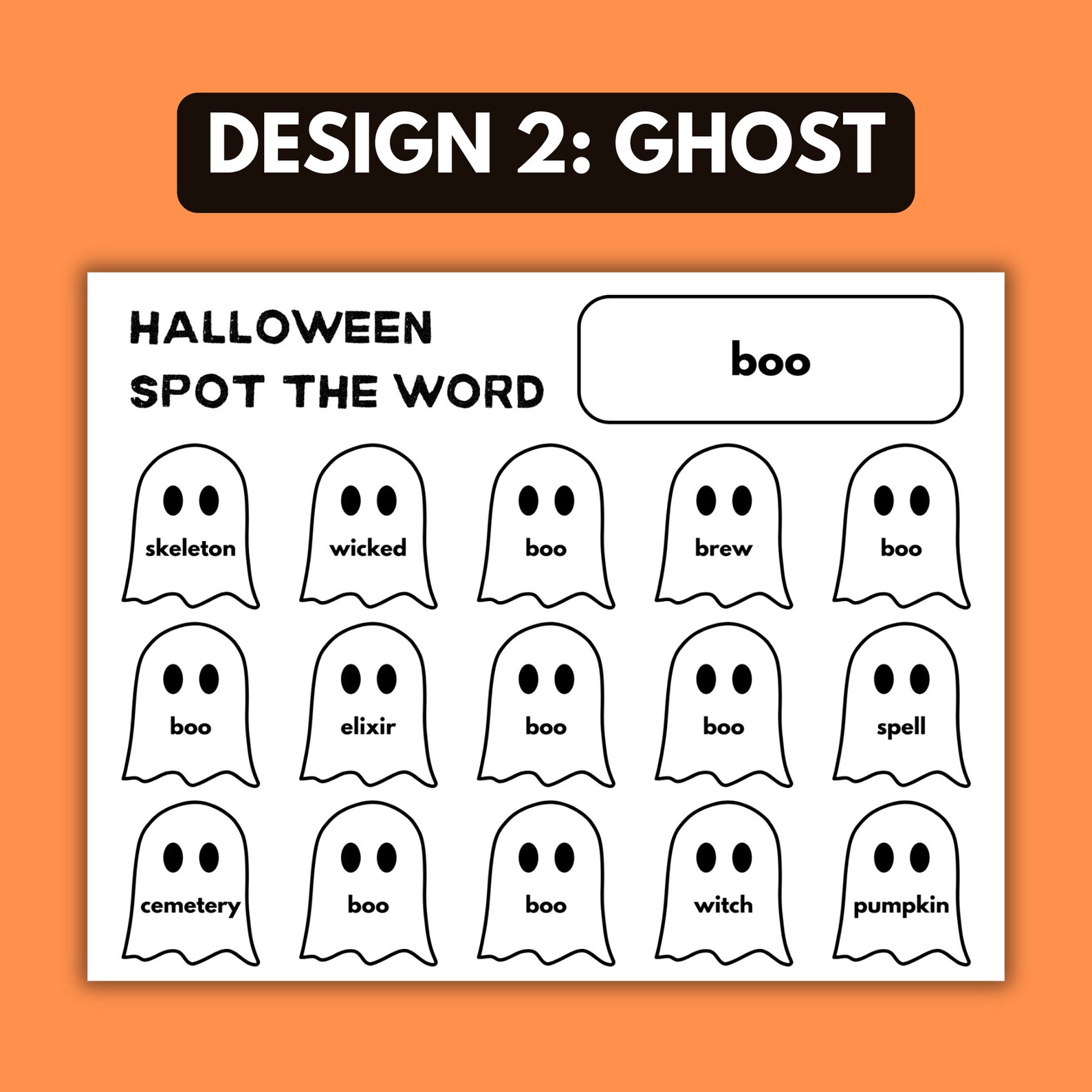 80 Halloween Spot the Word Worksheets, Sight Word Recognition, Coloring ...