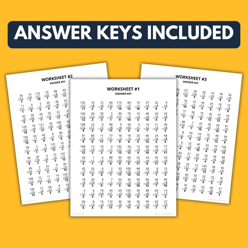 Simple Division Worksheets, Division Facts 0 to 12 Times Table, 3rd 4th ...