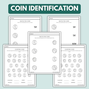 Printable Coin Worksheets, Learn Coins, Count Money, Back to School ...