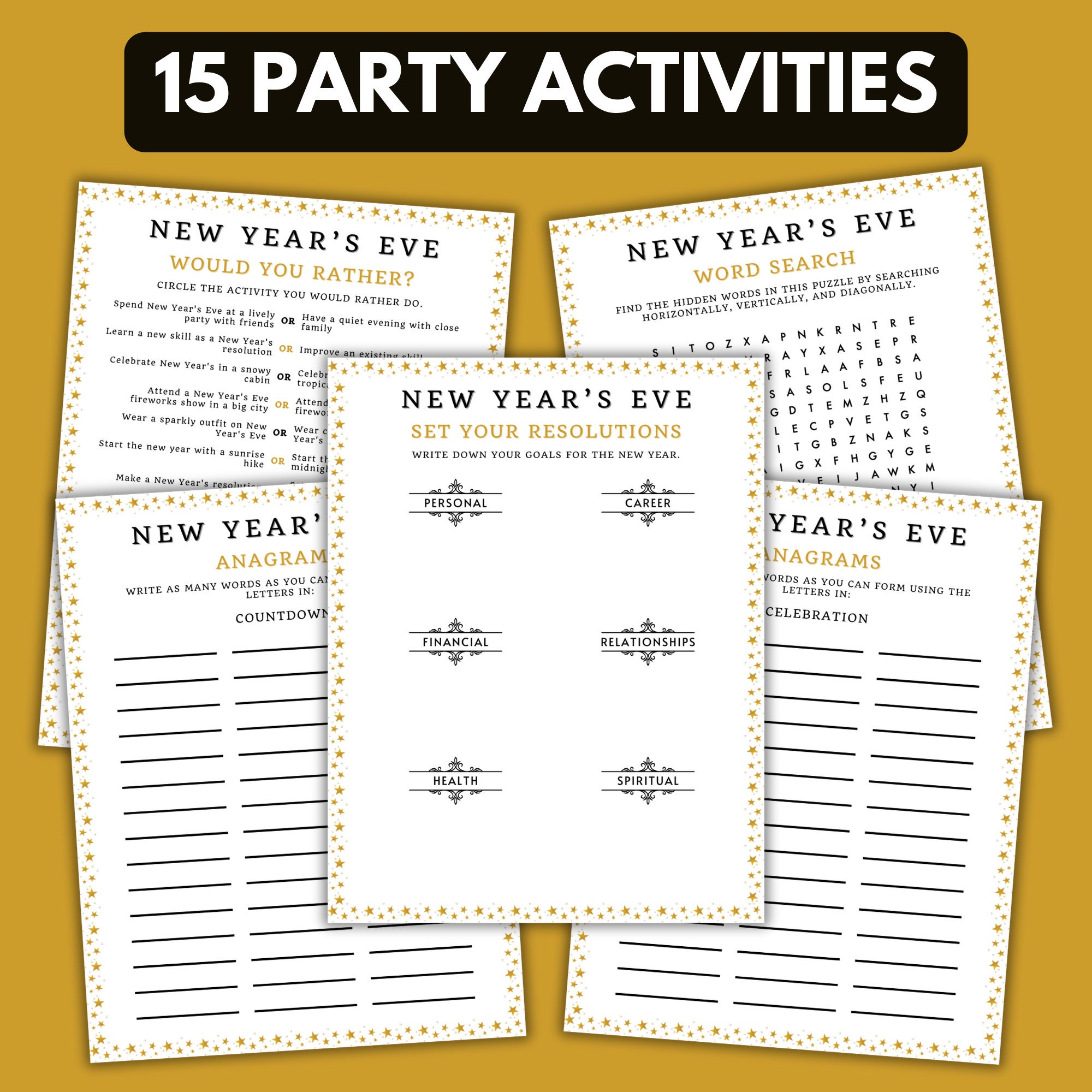 New Year's Eve Party Games, Printable Trivia Word Search Puzzles ...
