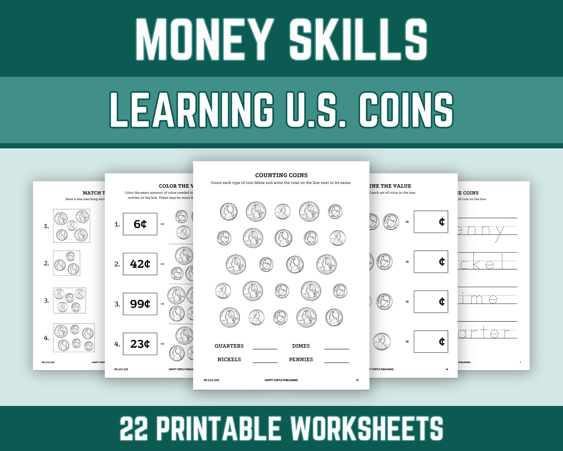 Printable Coin Worksheets, Counting Change, U.S. Money Skills, United ...