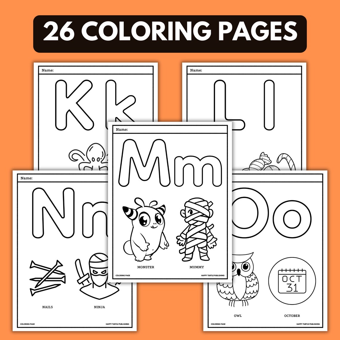 Halloween Alphabet Coloring Pages, Learning Letters, Recognizing ...