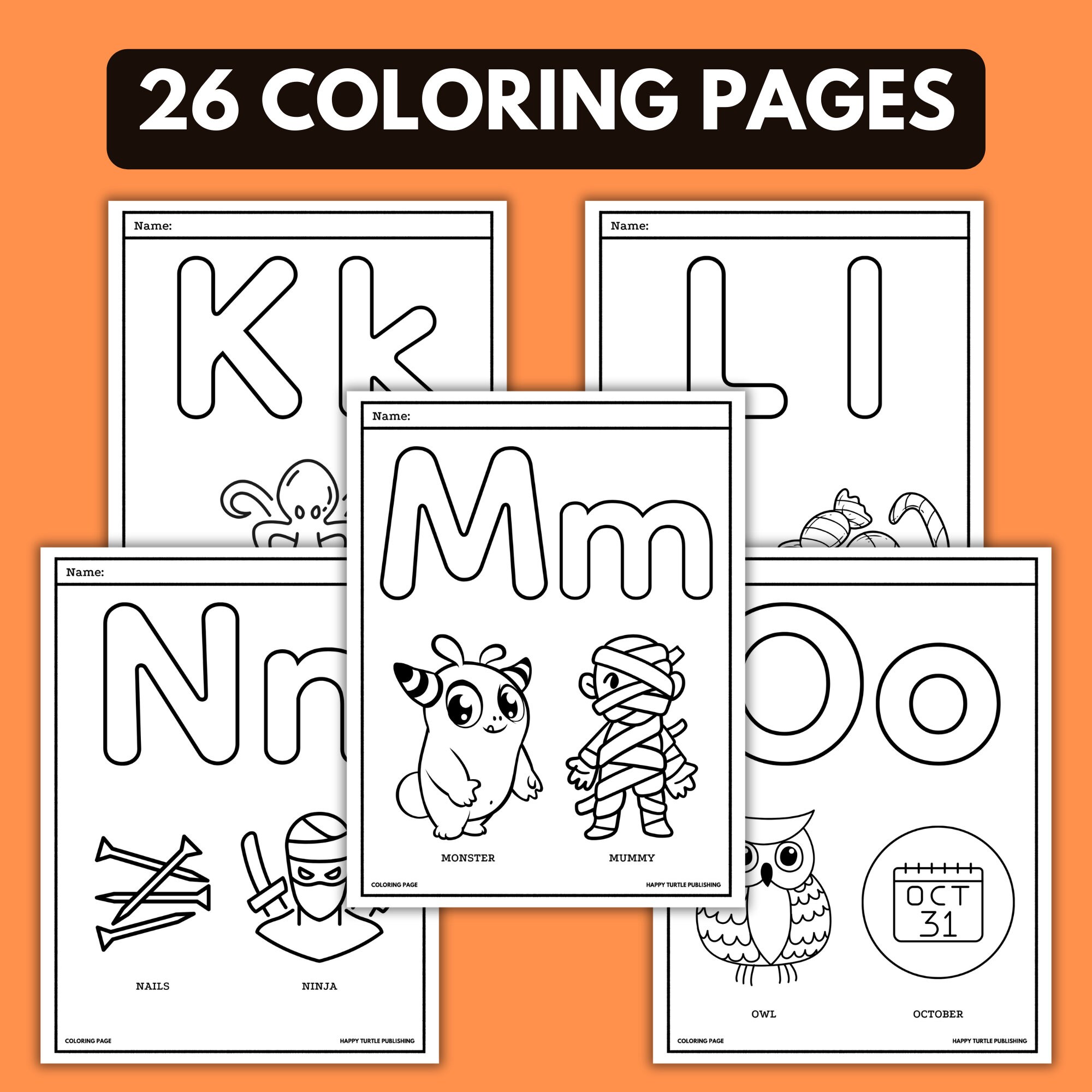 Halloween Alphabet Coloring Pages, Learning Letters, Recognizing ...
