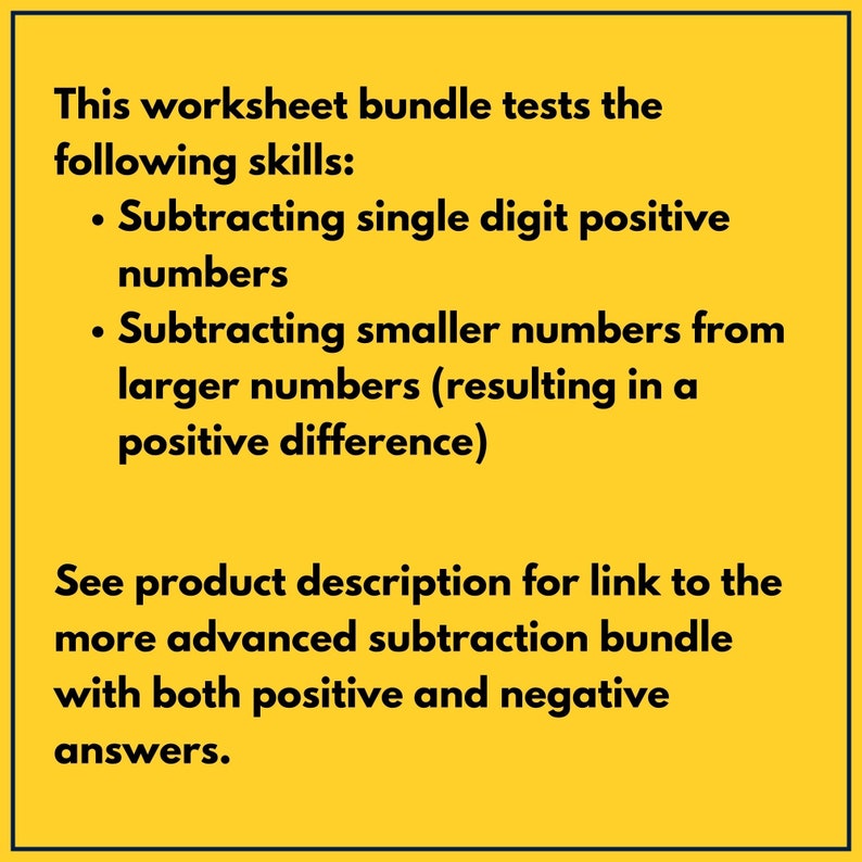 Printable Subtraction Worksheets With Answers, Subtracting Single Digit ...