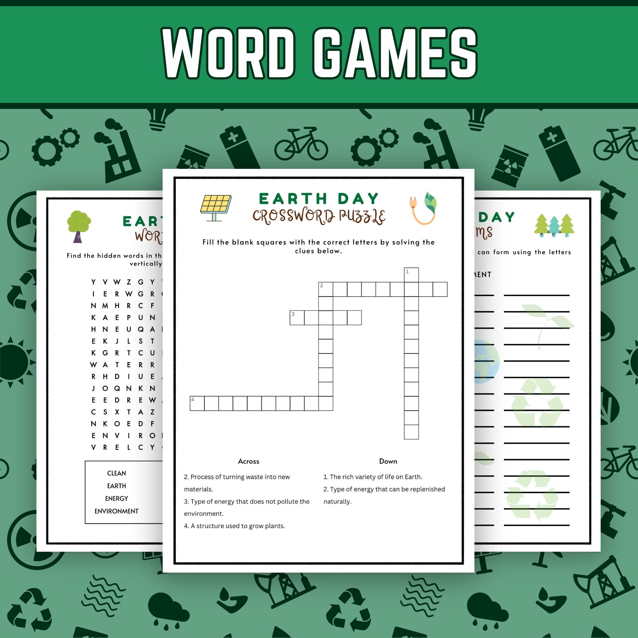 Earth Day Activities for Kids, Printable Puzzles Games & Coloring for ...