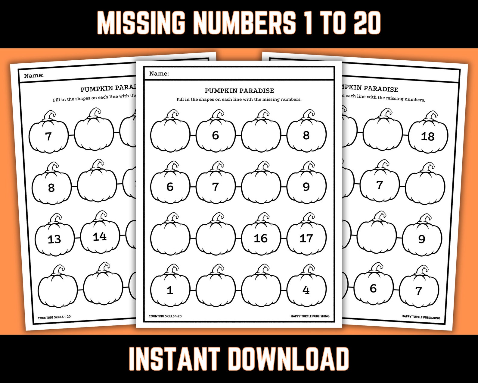 25 Halloween Missing Number Worksheets, Counting Practice From 1 to 20 ...