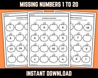 25 Halloween Missing Number Worksheets, Counting Practice From 1 to 20 ...