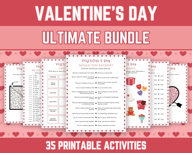 Ultimate Valentine's Day Bundle, Printable Trivia Games Quizzes, Party ...