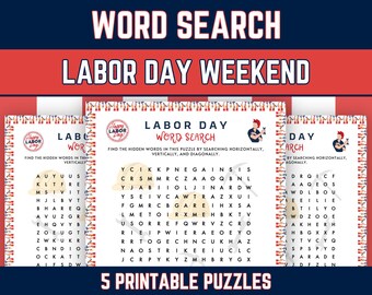 Labor Day Word Search Puzzle - Etsy