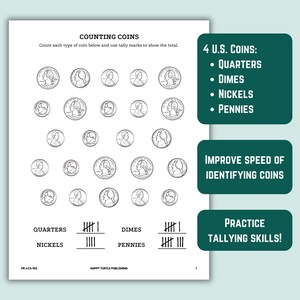 Printable Coin Worksheets, Identifying U.S. Coins, Tallying Coins ...