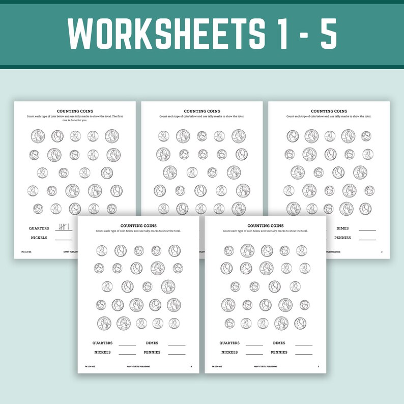 Printable Coin Worksheets, Identifying U.S. Coins, Tallying Coins ...
