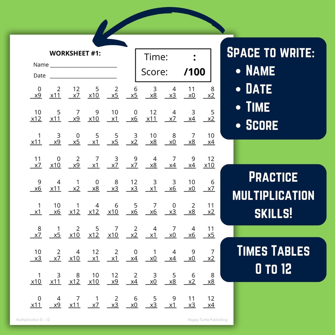 Multiplication Facts 0 to 12 Worksheets, Multiplying Practice Timed ...