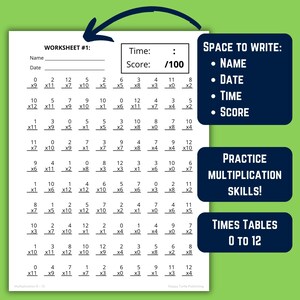 Multiplication Facts 0 to 12 Worksheets, Multiplying Practice Timed ...
