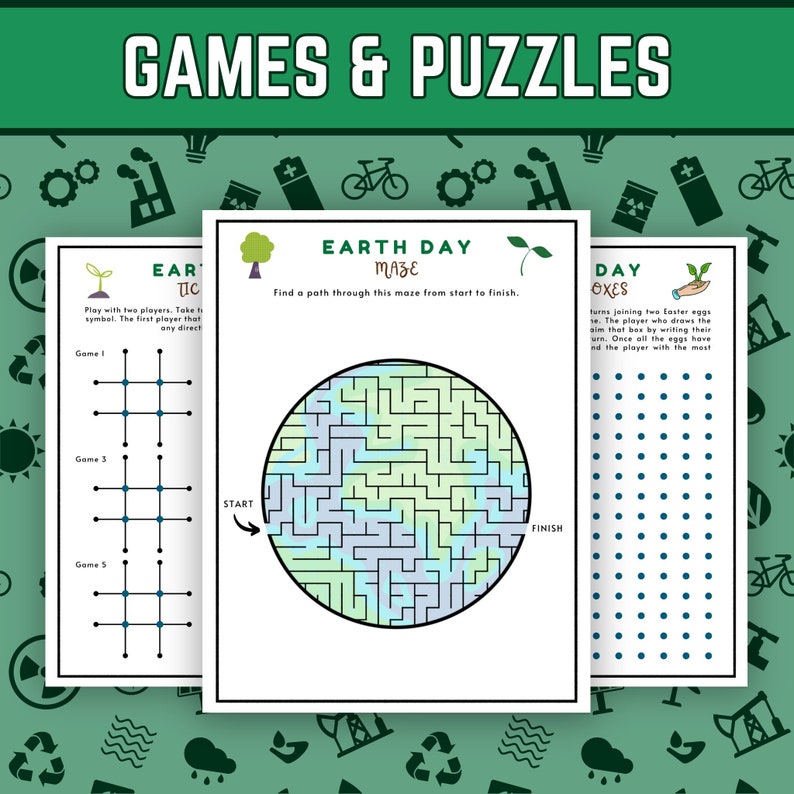 Earth Day Activities for Kids, Printable Puzzles Games & Coloring for ...