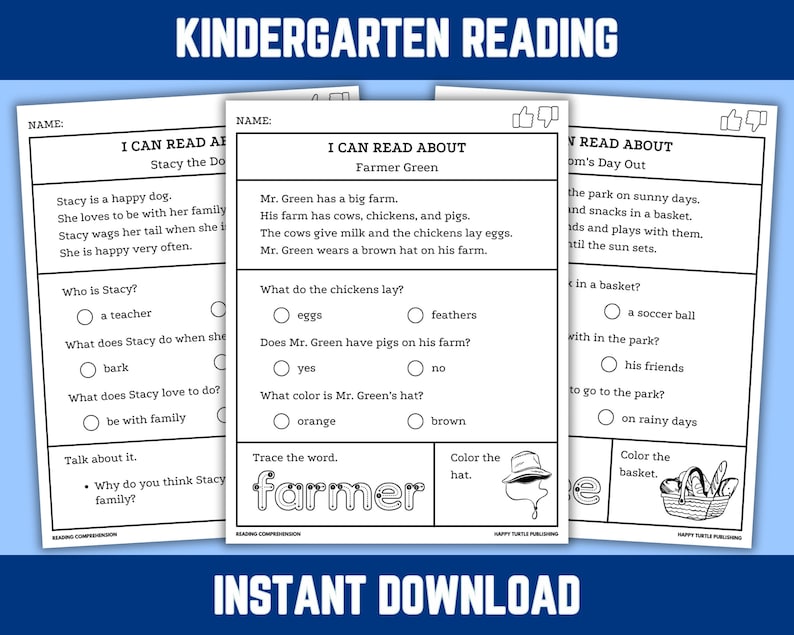 Kindergarten at Home Reading Worksheets, Comprehension Passages ...