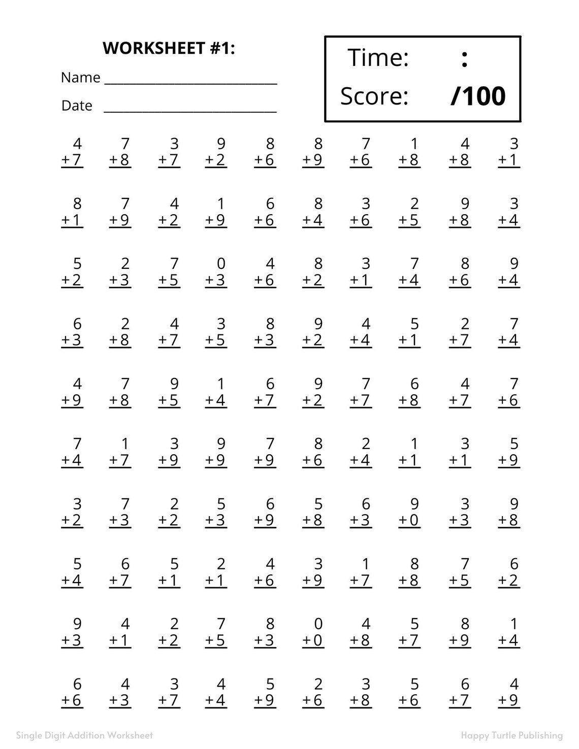 Single Digit Addition Worksheets Ages 5 to 7 25 Sheets - Etsy