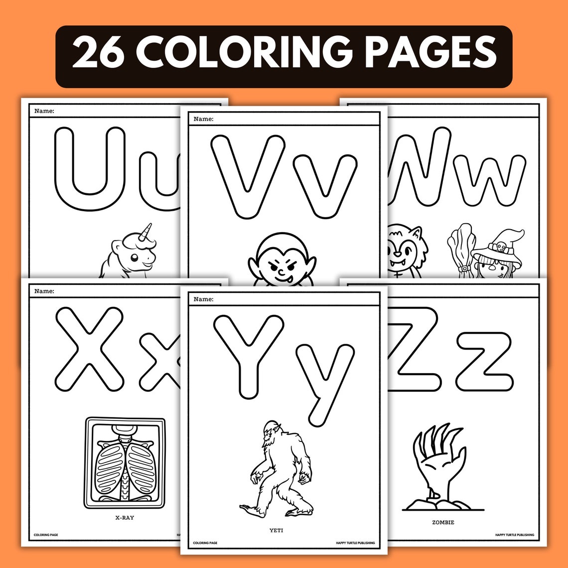 Halloween Alphabet Coloring Pages, Learning Letters, Recognizing ...