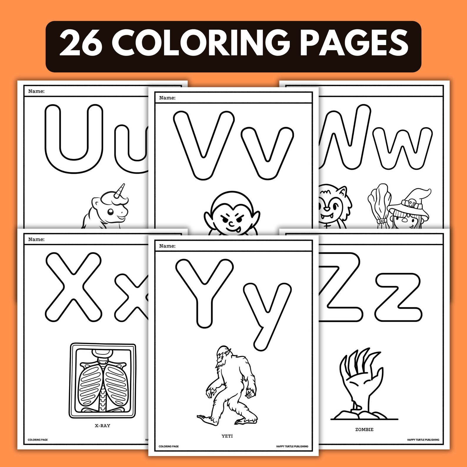 Halloween Alphabet Coloring Pages, Learning Letters, Recognizing ...
