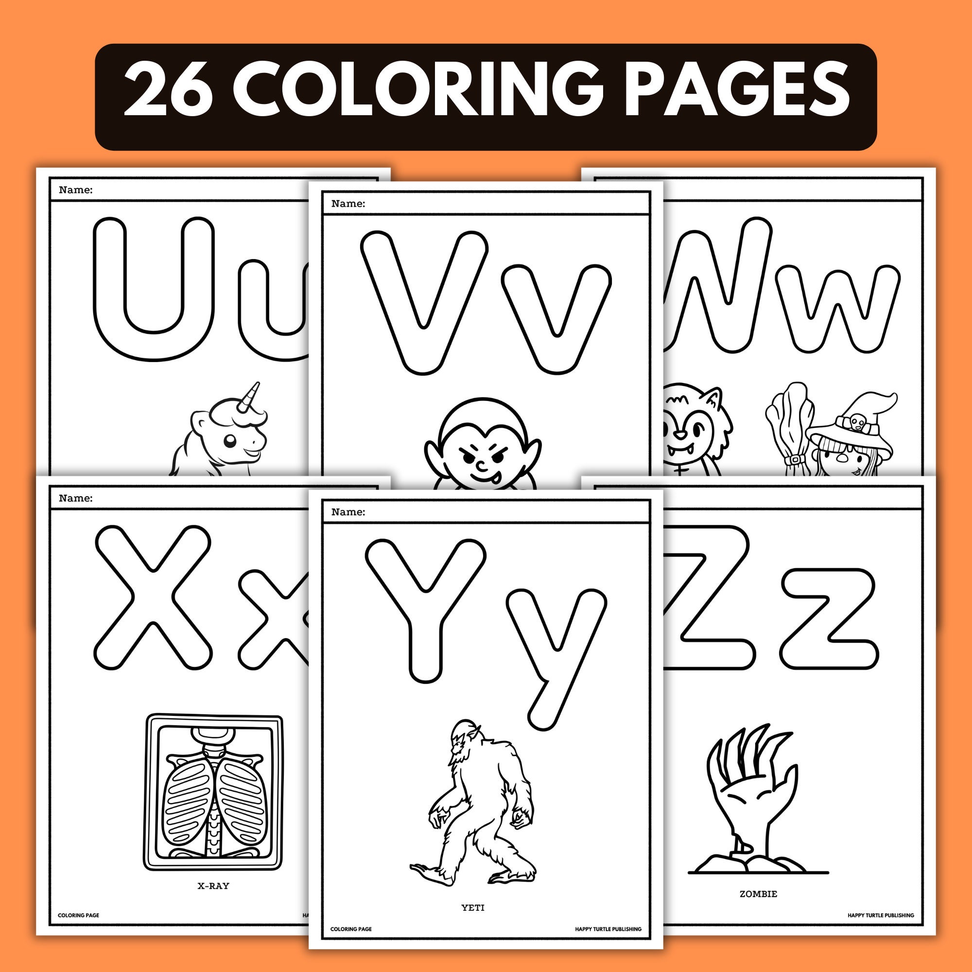 Halloween Alphabet Coloring Pages, Learning Letters, Recognizing ...