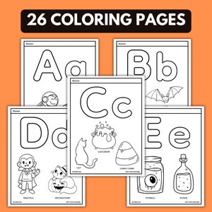 Halloween Alphabet Coloring Pages, Learning Letters, Recognizing ...