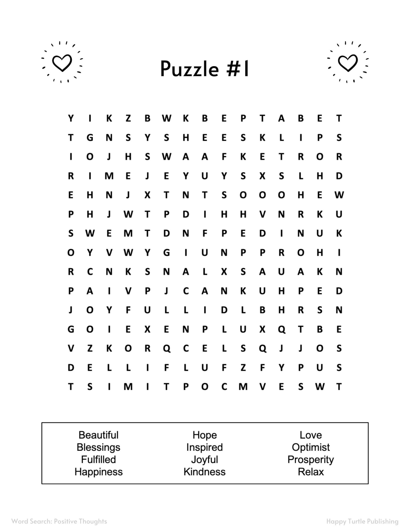 100 Printable Word Search Puzzles Positive Thoughts - Etsy