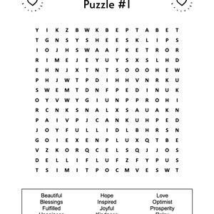 100 Printable Word Search Puzzles Positive Thoughts - Etsy