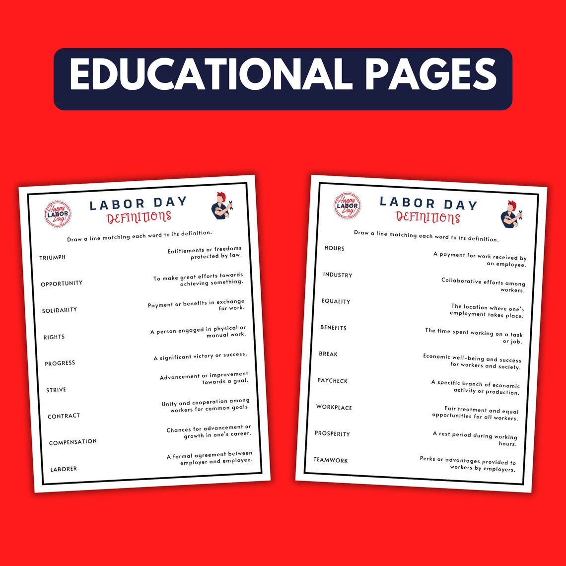 Labor Day Kids Activity Pack, Printable Coloring Puzzles Games Word ...