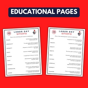 Labor Day Kids Activity Pack, Printable Coloring Puzzles Games Word ...