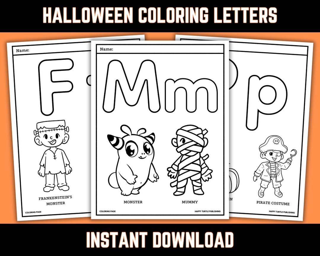 Halloween Alphabet Coloring Pages, Learning Letters, Recognizing ...