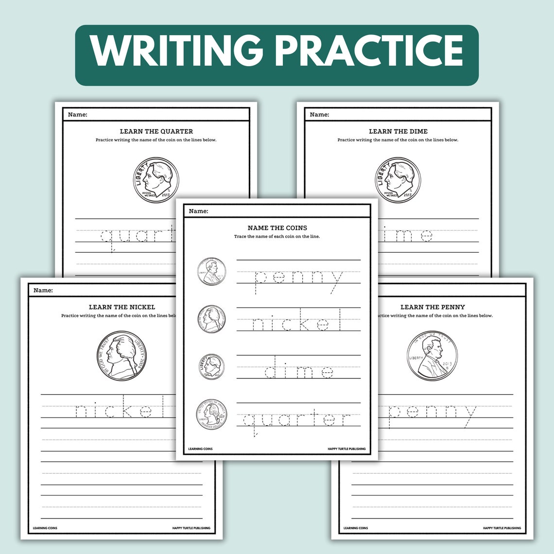 Printable Coin Worksheets, Learn Coins, Count Money, Back to School ...