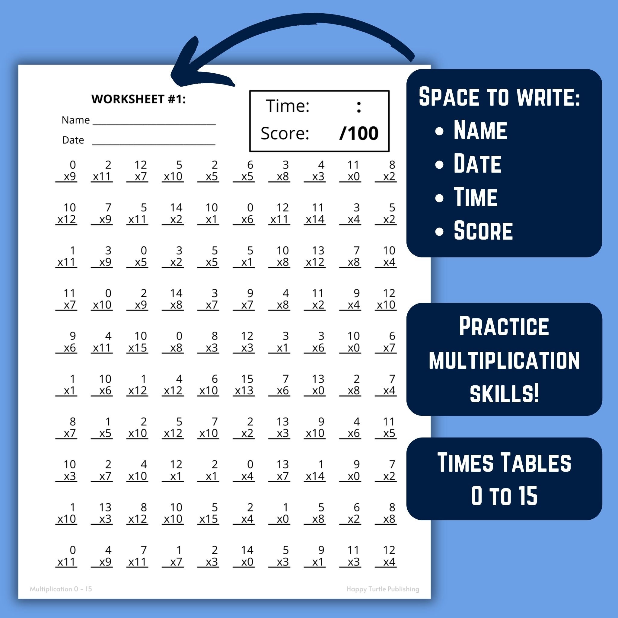 Printable Multiplication Timed Drill Worksheets, Multiplying 0 to 15 ...