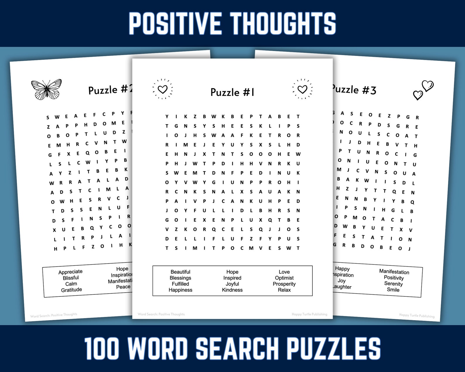 100 Printable Word Search Puzzles Positive Thoughts - Etsy