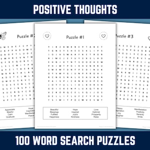 100 Printable Word Search Puzzles Positive Thoughts - Etsy