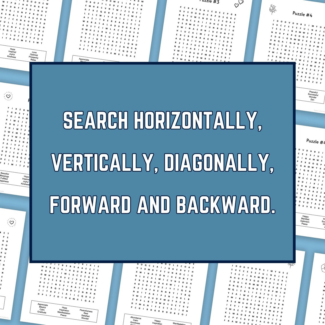 100 Printable Word Search Puzzles, Positive Thoughts, Uplifting Words ...