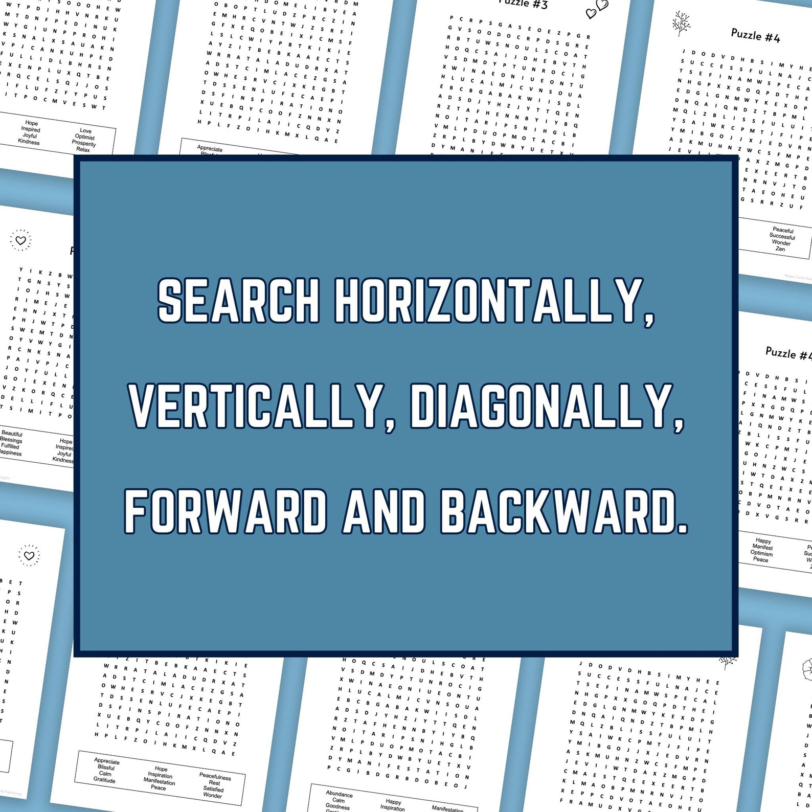 100 Printable Word Search Puzzles, Positive Thoughts, Uplifting Words ...