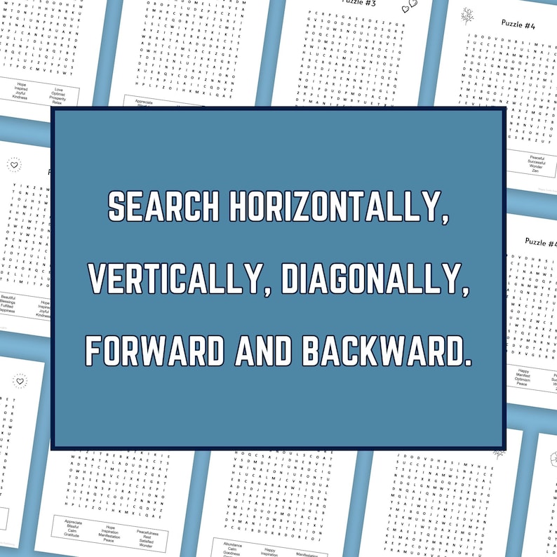 100 Printable Word Search Puzzles, Positive Thoughts, Uplifting Words ...