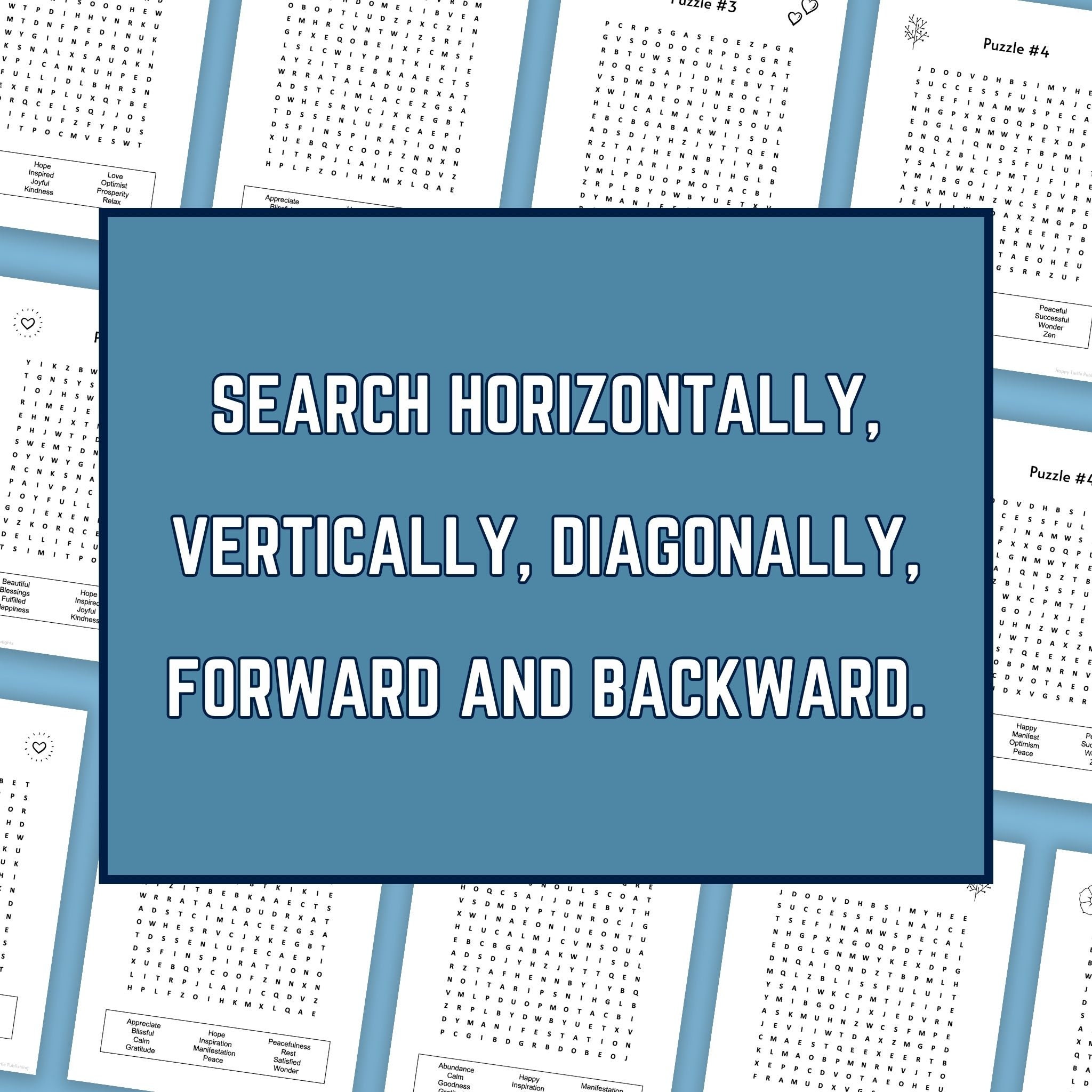 100 Printable Word Search Puzzles, Positive Thoughts, Uplifting Words ...